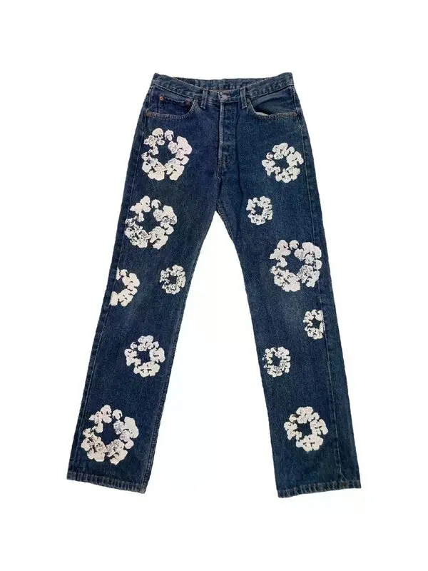 DENIM TEARS Cotton Jeans With Wreath Print