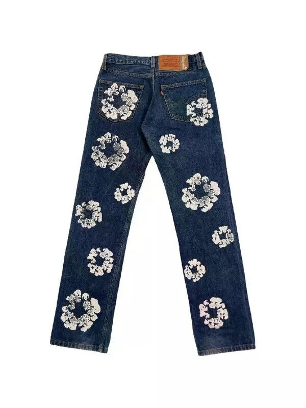DENIM TEARS Cotton Jeans With Wreath Print
