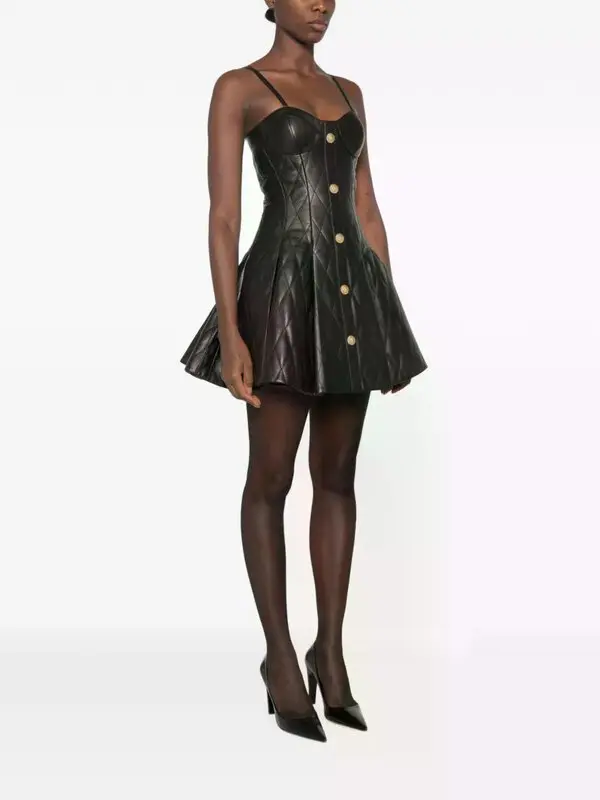 Balmain Quilted Leather Mini Dress
