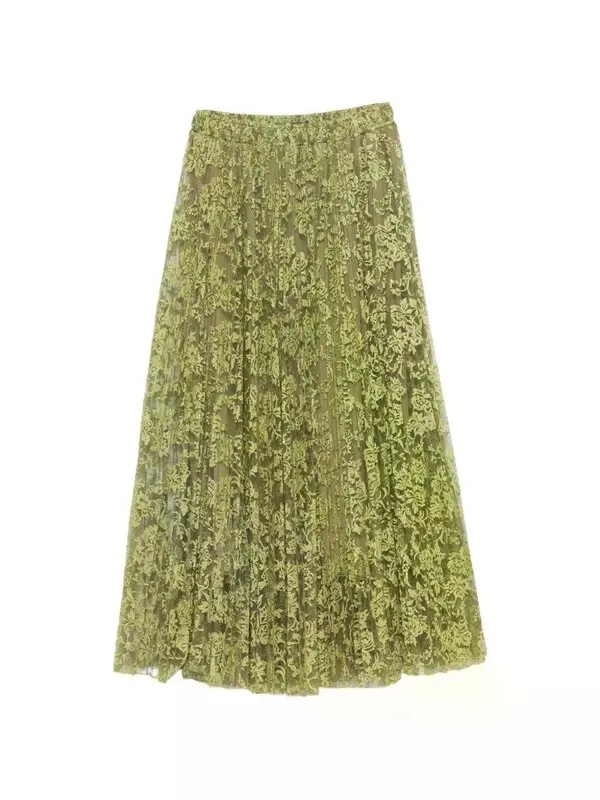 Ermanno Scervino Floral-lace Pleated Midi Skirt - Green