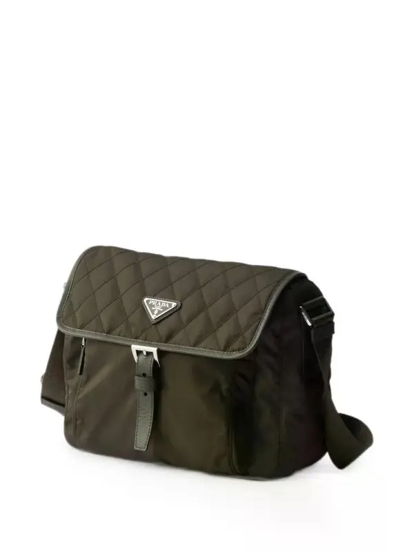 Prada Medium Quilted Re-nylon Shoulder Bag With Saffiano Leather Trim - Green