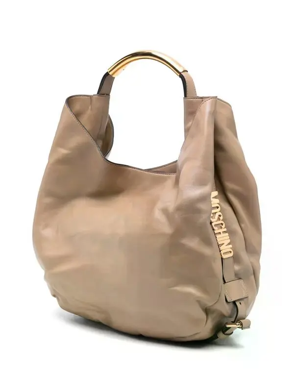 Moschino Plaque Tote Bag - Neutrals