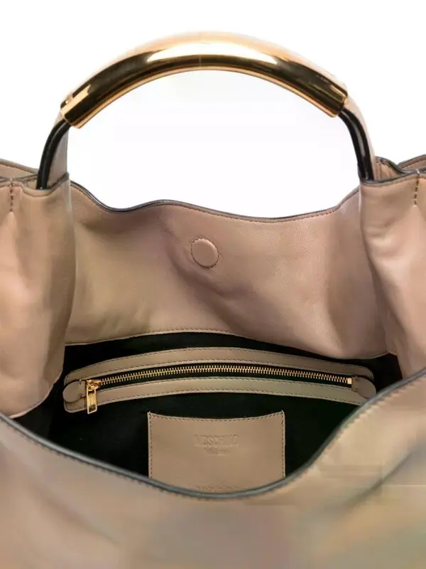 Moschino Plaque Tote Bag - Neutrals