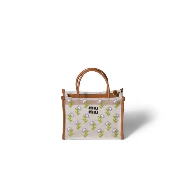 Miu Miu Embroidered Mesh Top-handle Bag