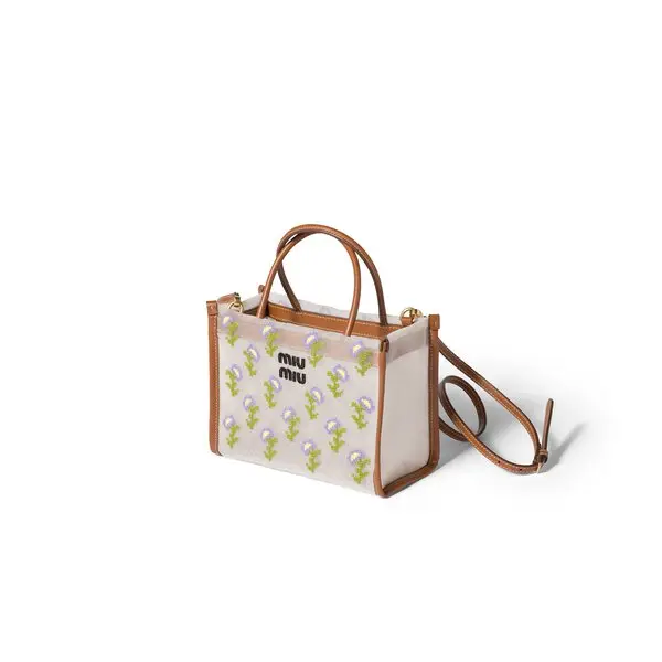 Miu Miu Embroidered Mesh Top-handle Bag