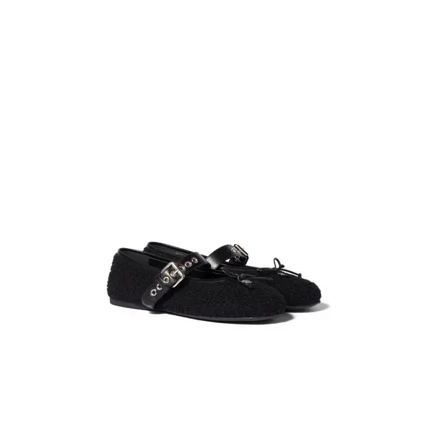 Miu Miu Mohair Ballerinas With Buckle Strap
