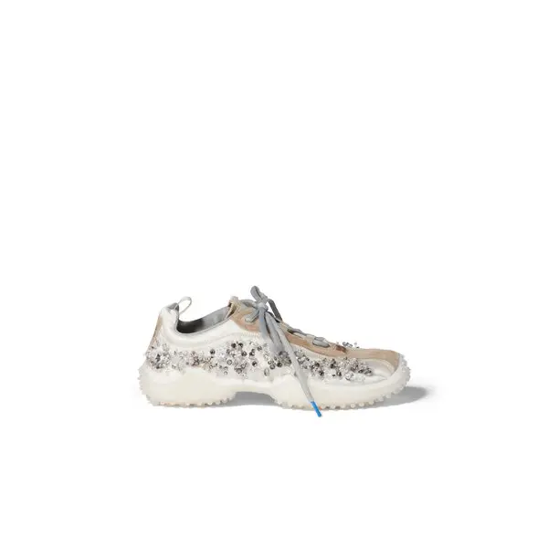 Miu Miu Bubble Embroidered Technical Fabric And Suede Sneakers