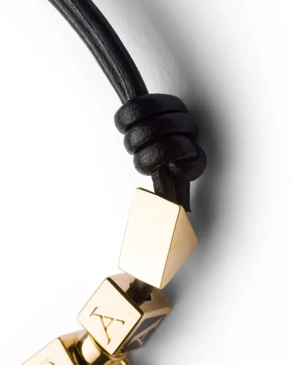 Prada Nappa Leather And Metal Charm Bracelet