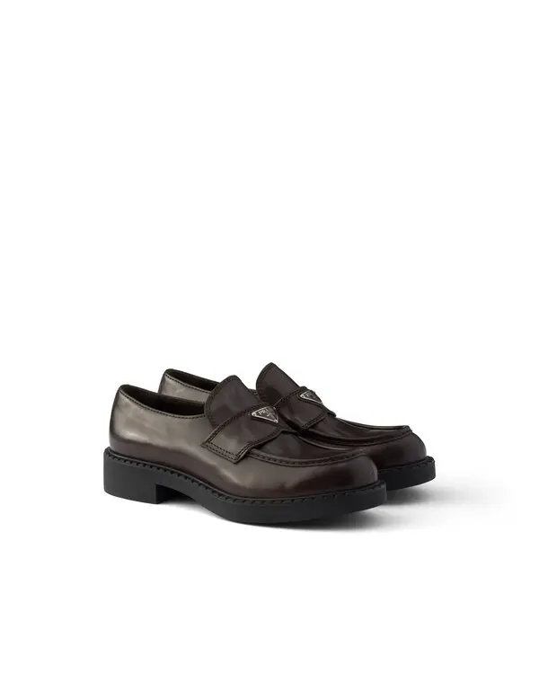 Prada Chocolate Aged Leather Loafers