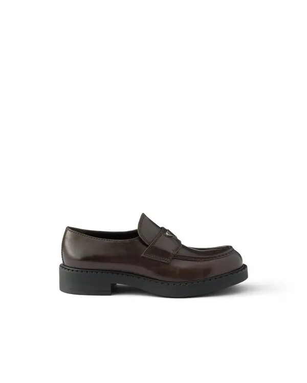 Prada Chocolate Aged Leather Loafers