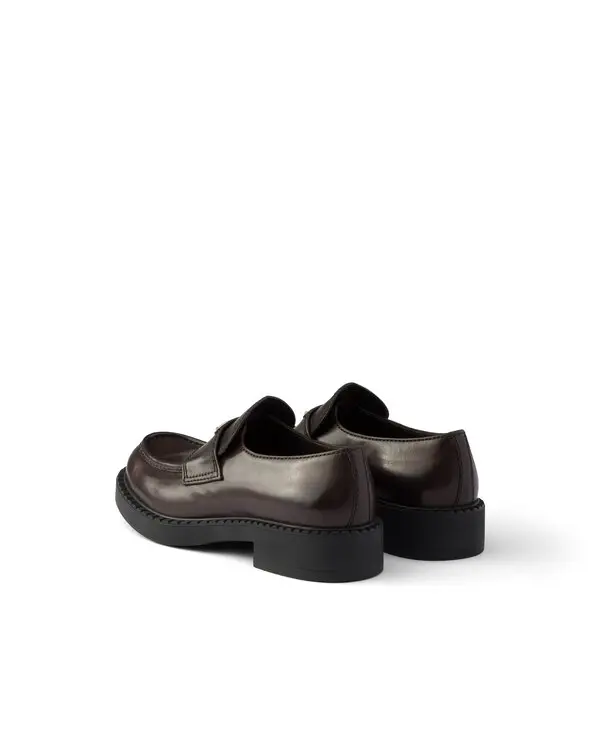 Prada Chocolate Aged Leather Loafers