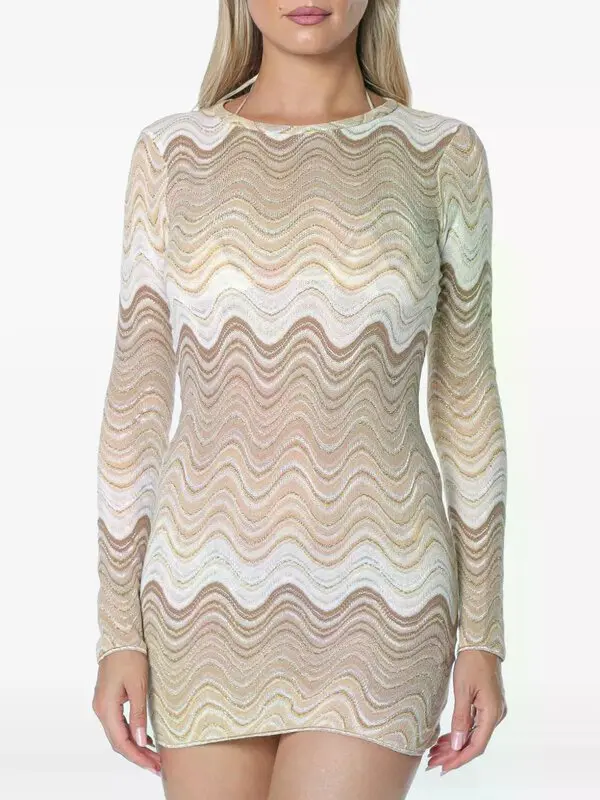 MC2 SAINT BARTH Short Dress With Multicolor Degradé Effect And Lurex Trim - Neutrals