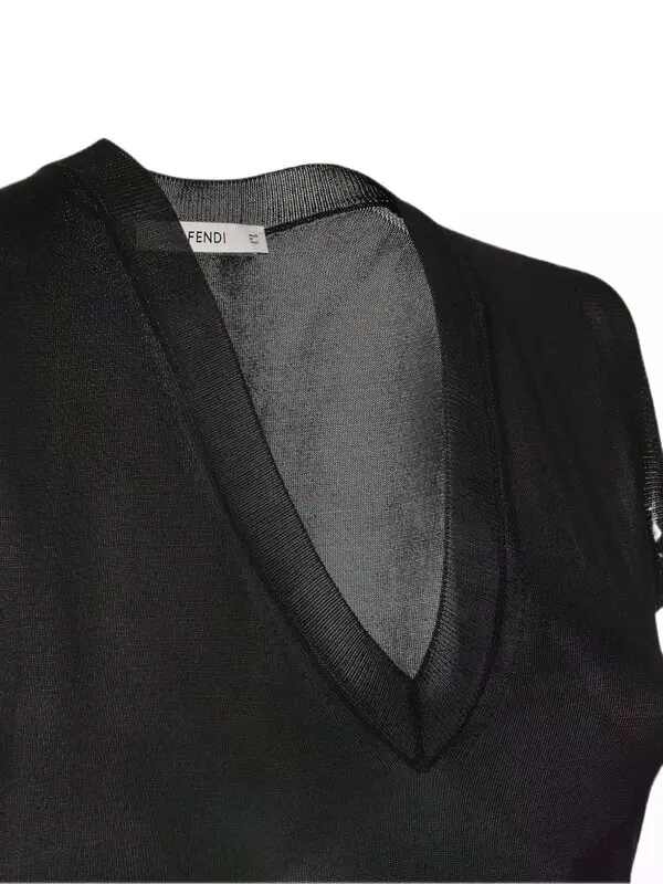 Fendi Sleeveless V-neck Silk Organza Jumper