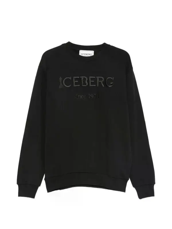 Iceberg Logo Embroidered Crewneck Sweatshirt - Black