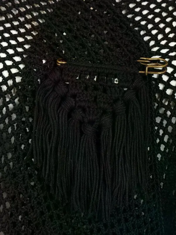 CHIARA IS Rosa Crochet Fringed Shawl