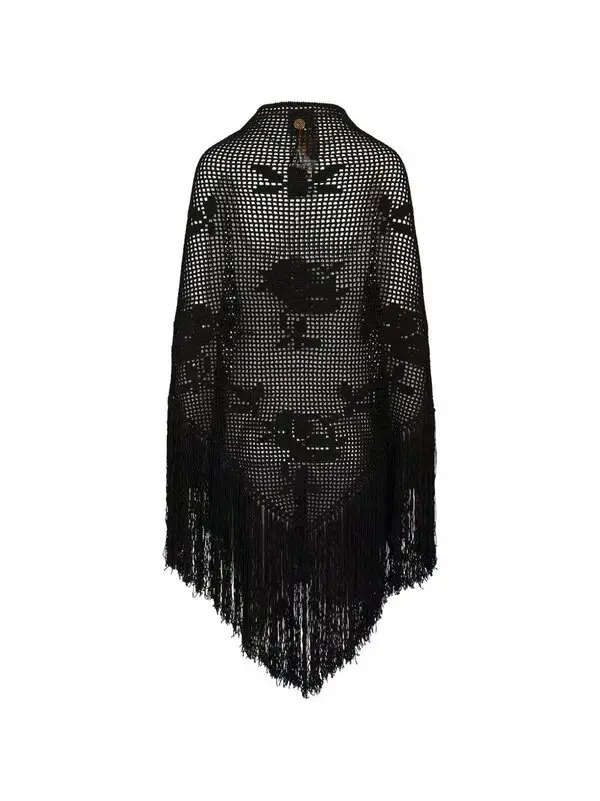 CHIARA IS Rosa Crochet Fringed Shawl