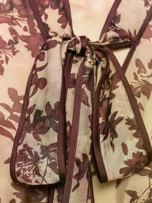 NISSA Silk & Viscose Floral Print Midi Dress