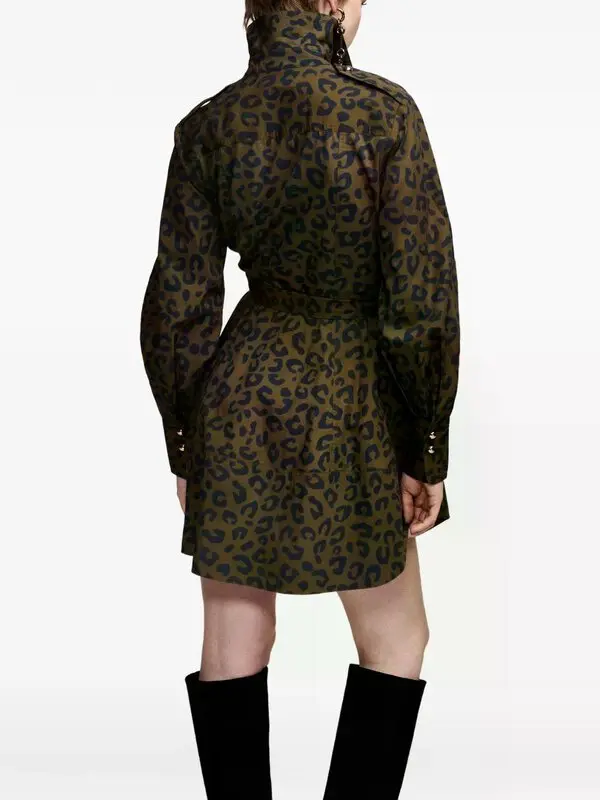 Essentiel Antwerp Leopard Print Shirt Mini Dress