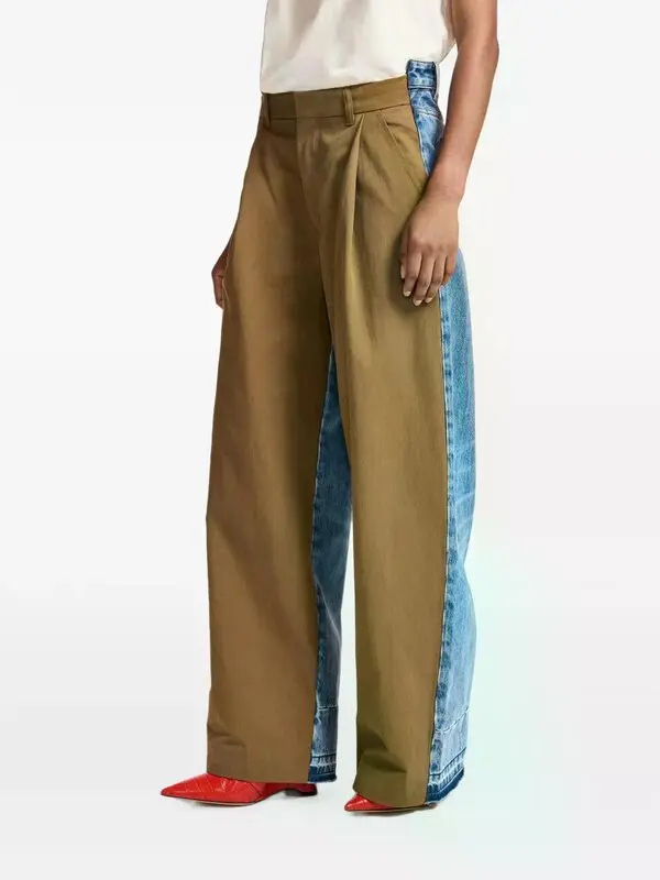 Essentiel Antwerp Krisp Denim-panel Wide-leg Trousers