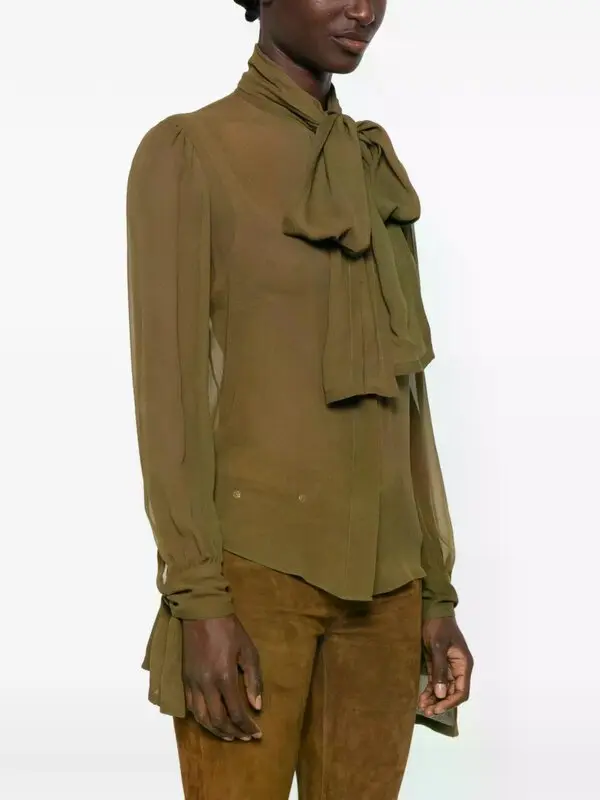 Saint Laurent Long-sleeved Blouse With Front Tie