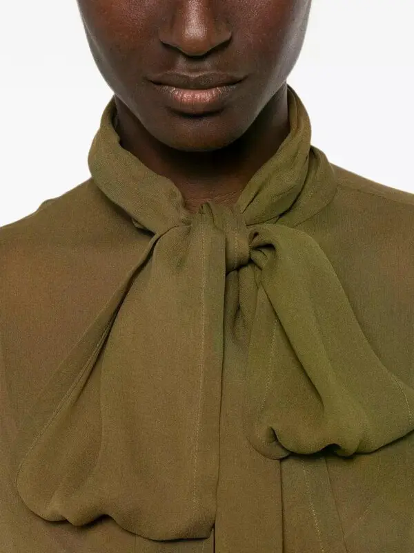 Saint Laurent Long-sleeved Blouse With Front Tie