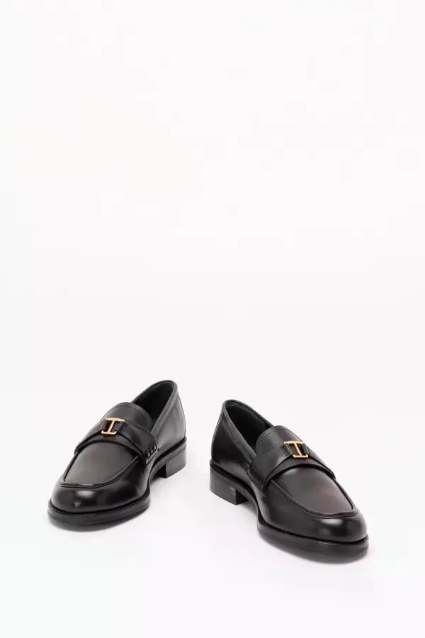 TWINSET Leather Loafers With Logo