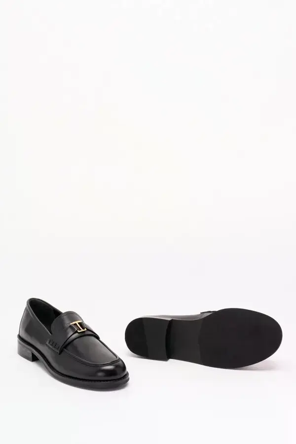 TWINSET Leather Loafers With Logo