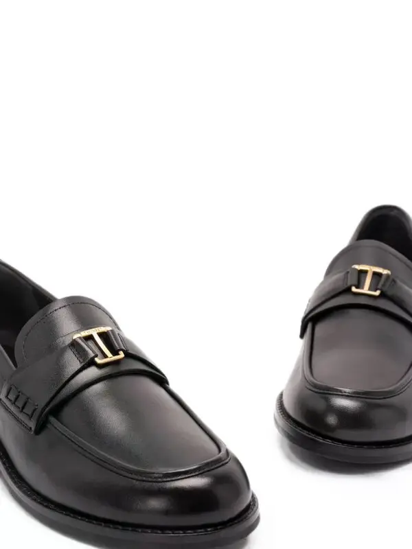 TWINSET Leather Loafers With Logo