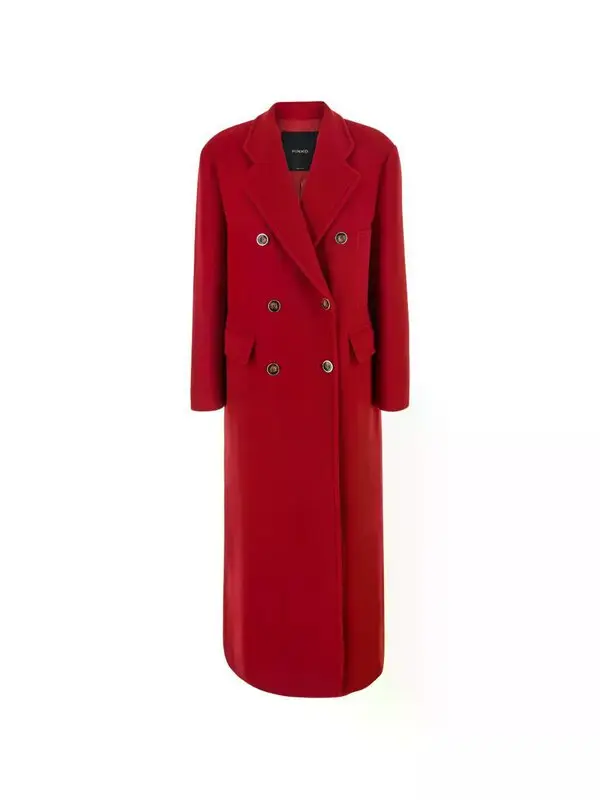 Pinko Long Double-breasted Coat In Wool-blend Fabric