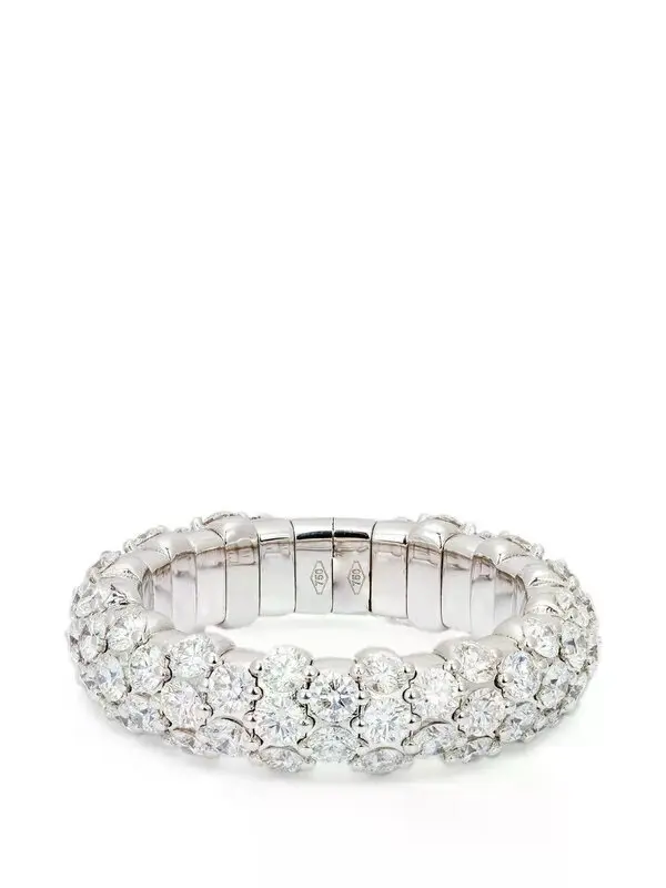 ZYDO 18k White Gold Diamond Stretch Ring - Silver