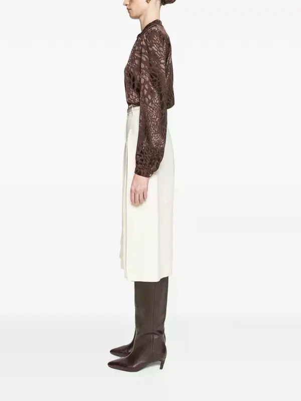 NISSA Leopard-print High-neck Long-sleeve Top