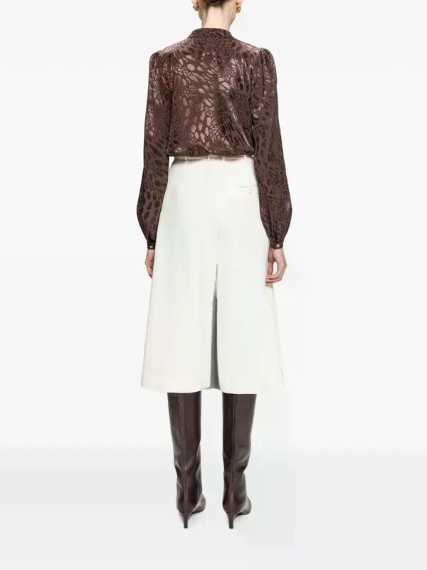 NISSA Leopard-print High-neck Long-sleeve Top