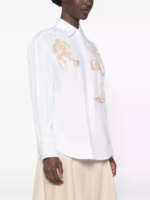 Ermanno Scervino Firenze Embroidered Floral Long-sleeve Shirt