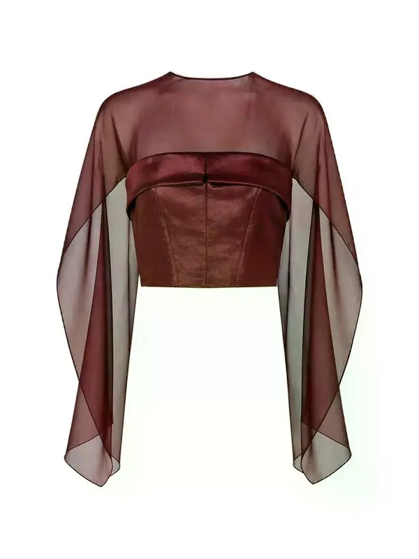 Alberta Ferretti Sheer Panel Corset Blouse