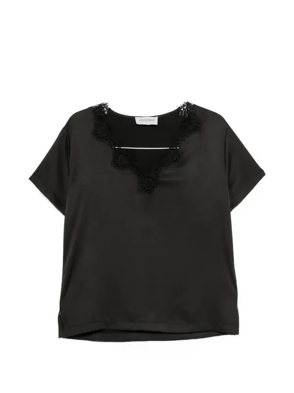 ERMANNO FIRENZE V-neck Lace-trim Top