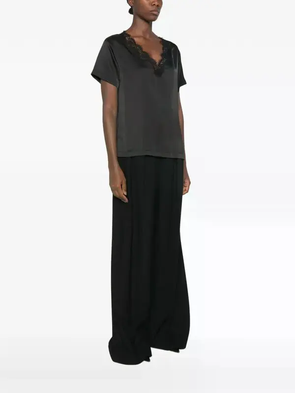 ERMANNO FIRENZE V-neck Lace-trim Top