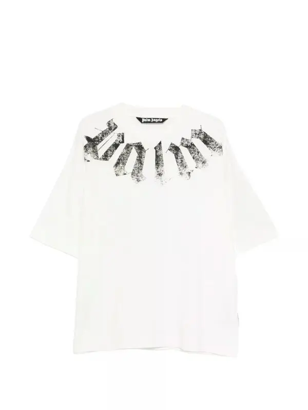 Palm Angels Big Neck Logo Printed T-shirt - Neutrals