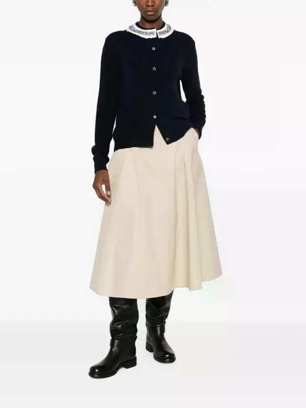 Prada Crystal-embellished Ruffled-collar Cardigan - Blue