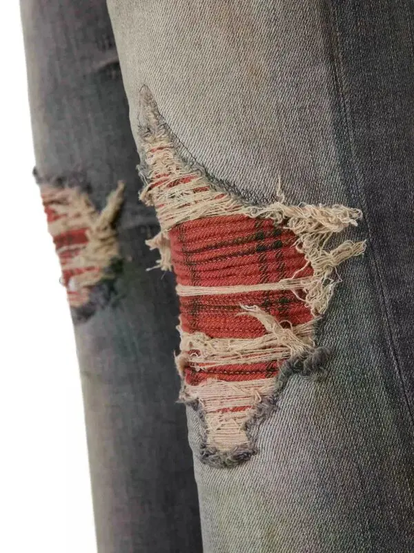 Amiri Distressed Checked-panel Jeans