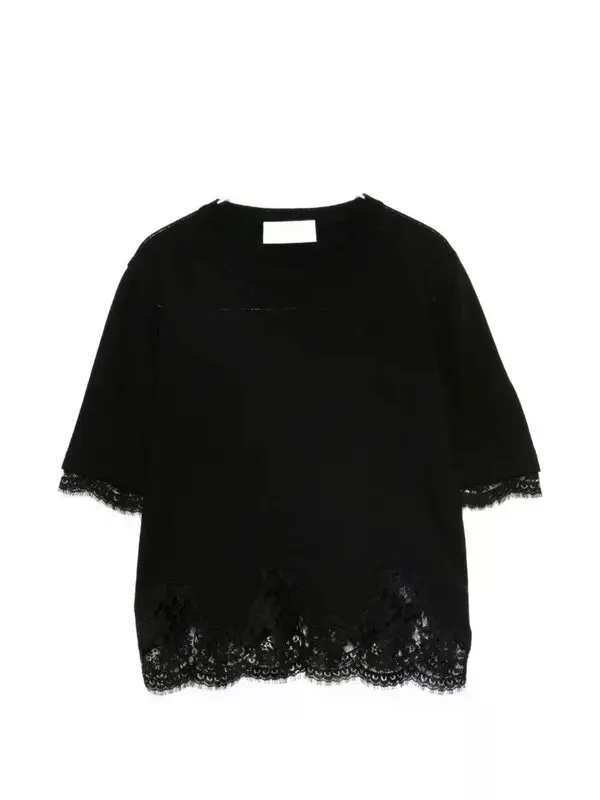 ERMANNO FIRENZE Short-sleeve Lace-trim T-shirt