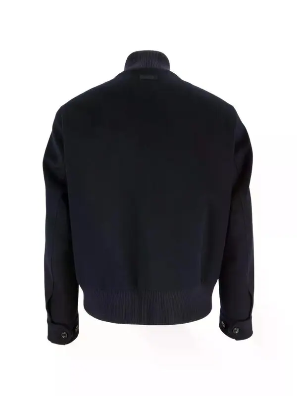 LARDINI Button-fastening Ribbed-trim Jacket - Blue