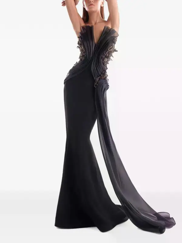 GABY CHARBACHY Ruffled Sequin-embellished Gown