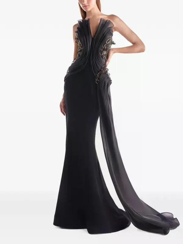 GABY CHARBACHY Ruffled Sequin-embellished Gown
