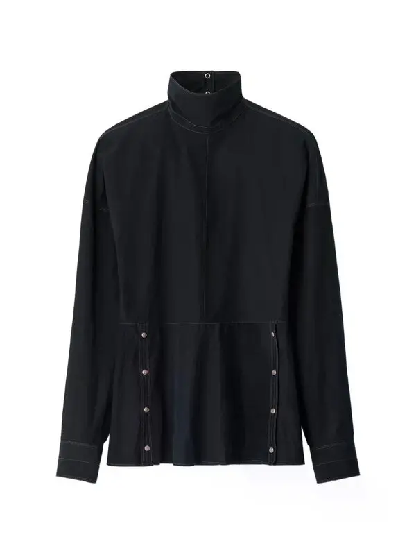 LEMAIRE Lemiare Cotton Crepe Press-stud Bib Top - Black