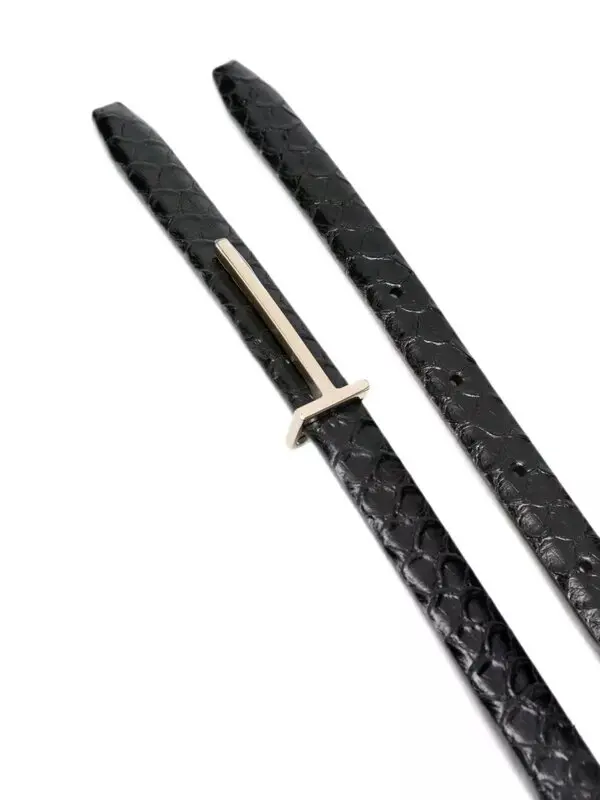 TOM FORD T-logo Snakeskin-effect Belt - Black