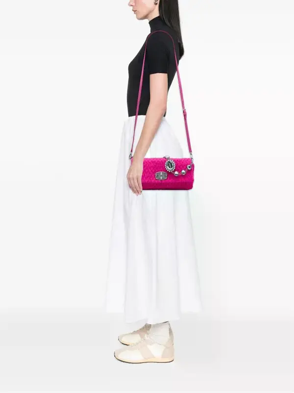 Miu Miu 2010-2020 Matelasse Nylon Crystal Chain Satchel