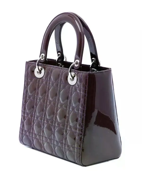 Dior Patent Cannage Lady Satchel - Purple