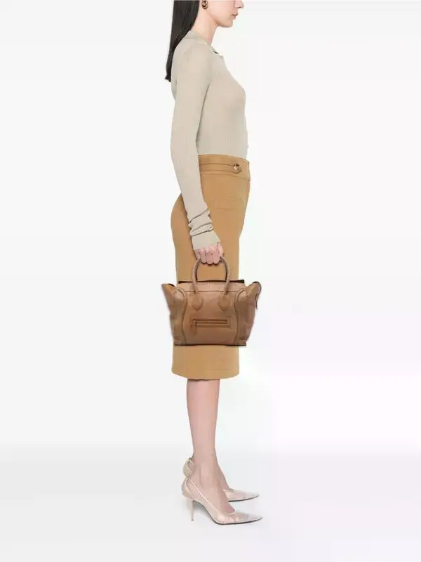 Celine Mini Grained Calfskin Luggage Tote Bag - Brown
