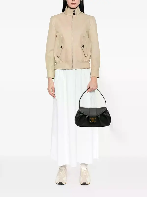 Celine 2023 Medium Calfskin Triomphe Polly Shoulder Bag - Black