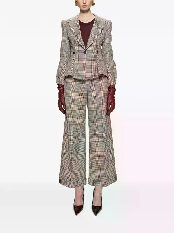 NISSA Checked Wide-leg Trousers